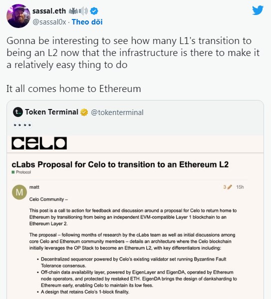 Celo chuyển mình từ nền tảng Layer 1 thành Layer 2 trên Ethereum